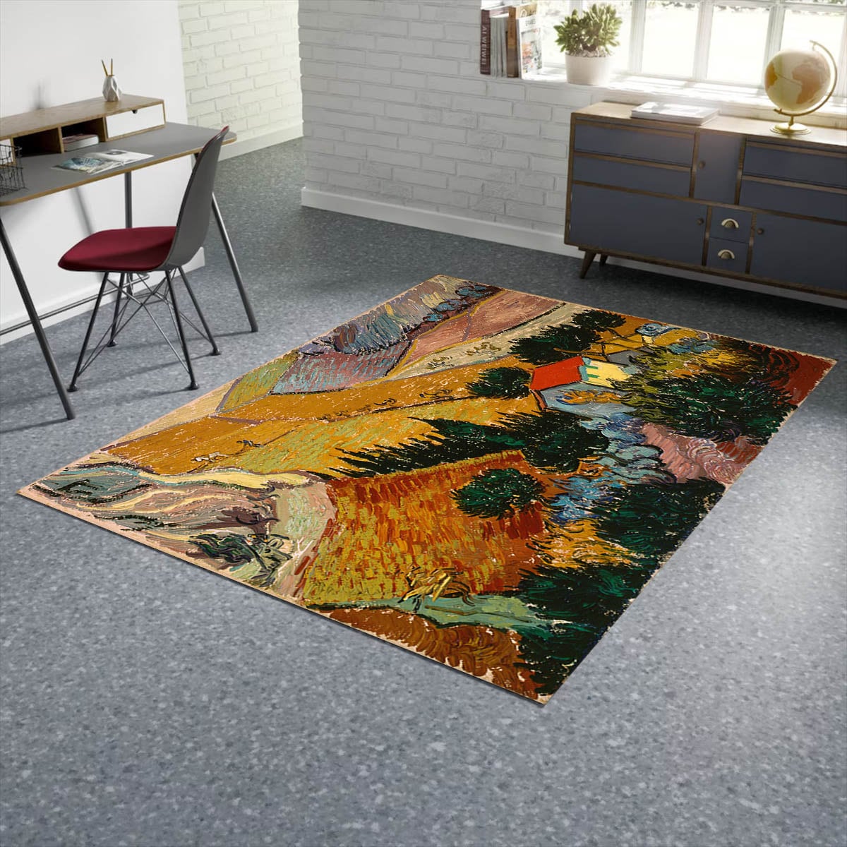 Buy Van Gogh, Vincent Van Gogh Rug, Landscape With House and Plowman ...