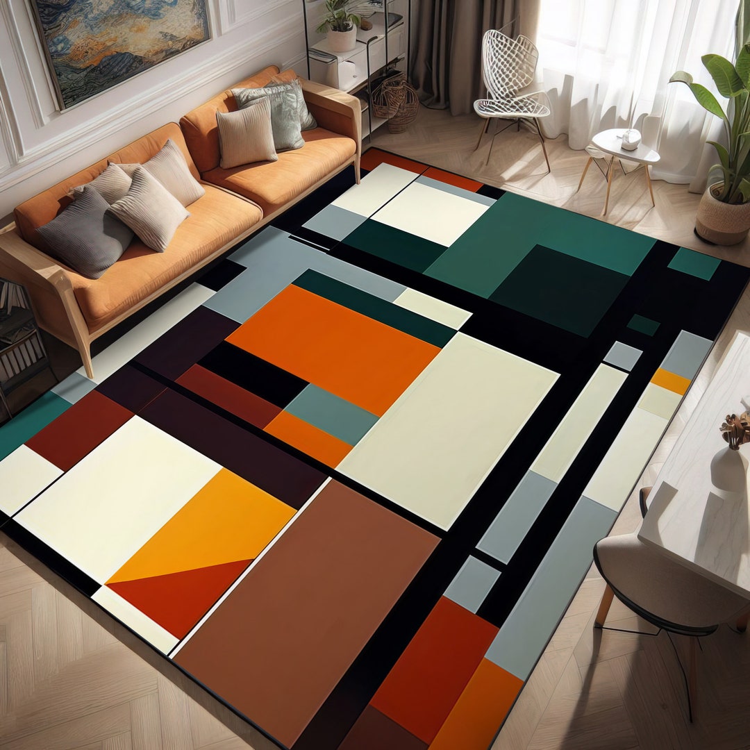 Bauhaus No. 22 Rug, Bauhaus Rug, Abstract Geometric Pattern Rug ...
