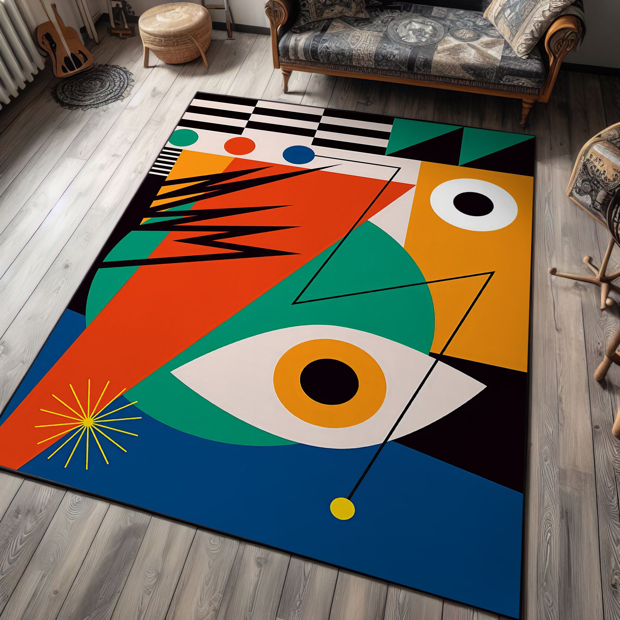 Next Generation Bauhaus Design Rug, Bauhaus Rug, Abstract Geometric ...