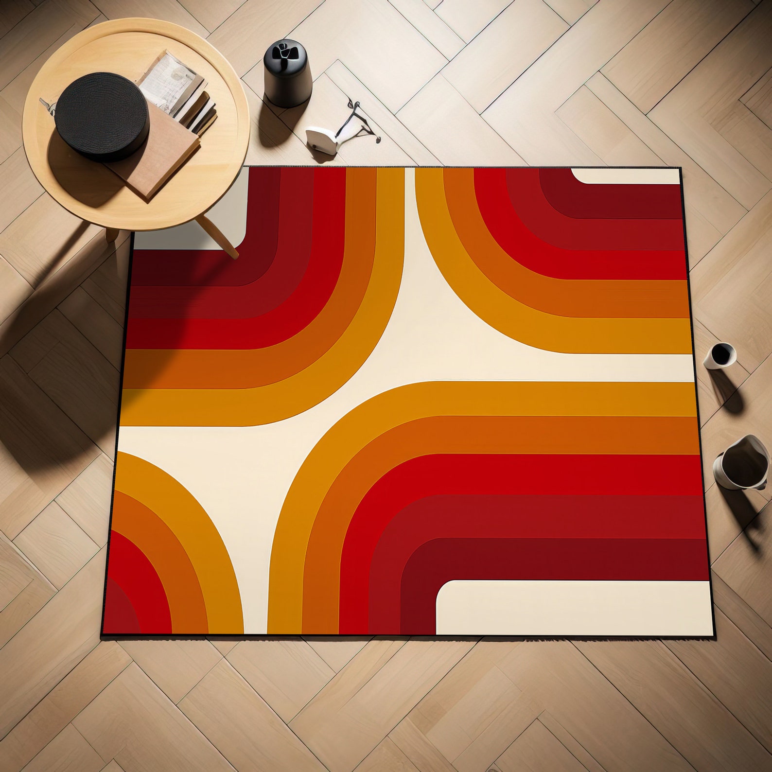 Bauhaus, Bauhaus Retro Bow Rug, Bauhaus Rug, Abstract Geometric Pattern ...