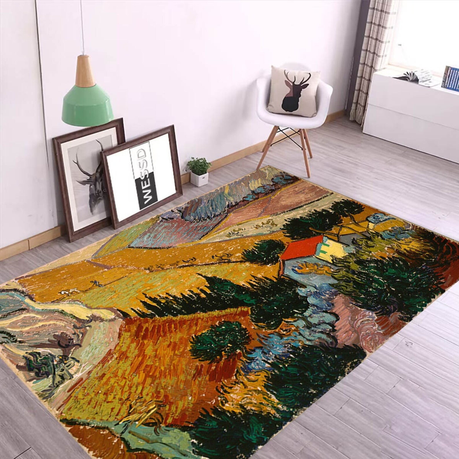 Van Gogh, Vincent Van Gogh Rug, Landscape With House and Plowman Rug ...
