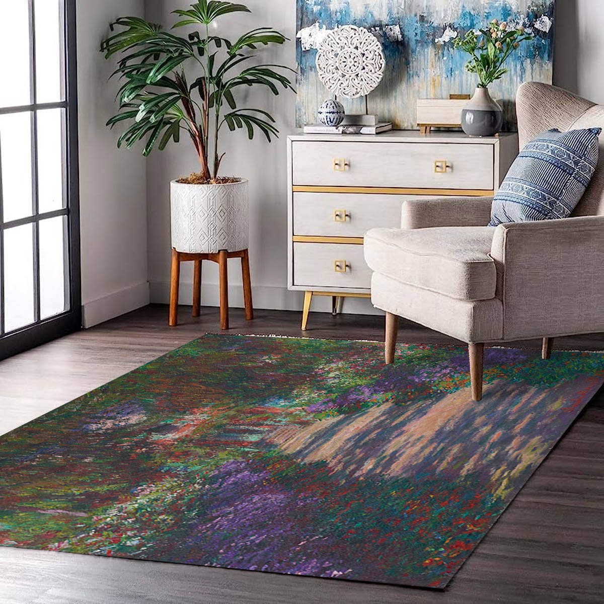 Claude Monet, Claude Monet Rug, Pathway in Monet's Garden at Giverny ...