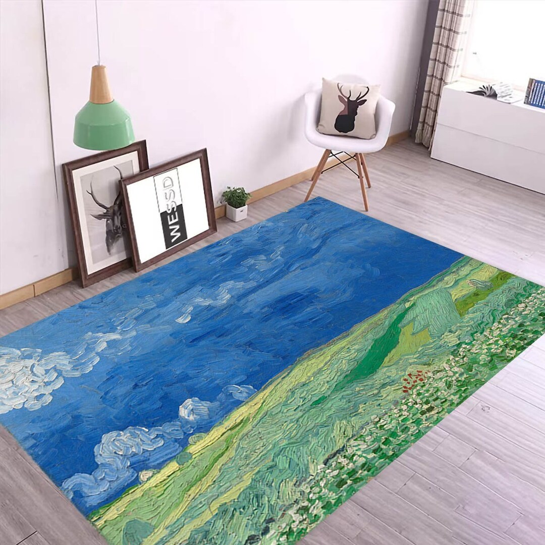 Van Gogh, 1890 Vincent Van Gogh Rug, Wheat Field Under Storm Clouds Rug ...