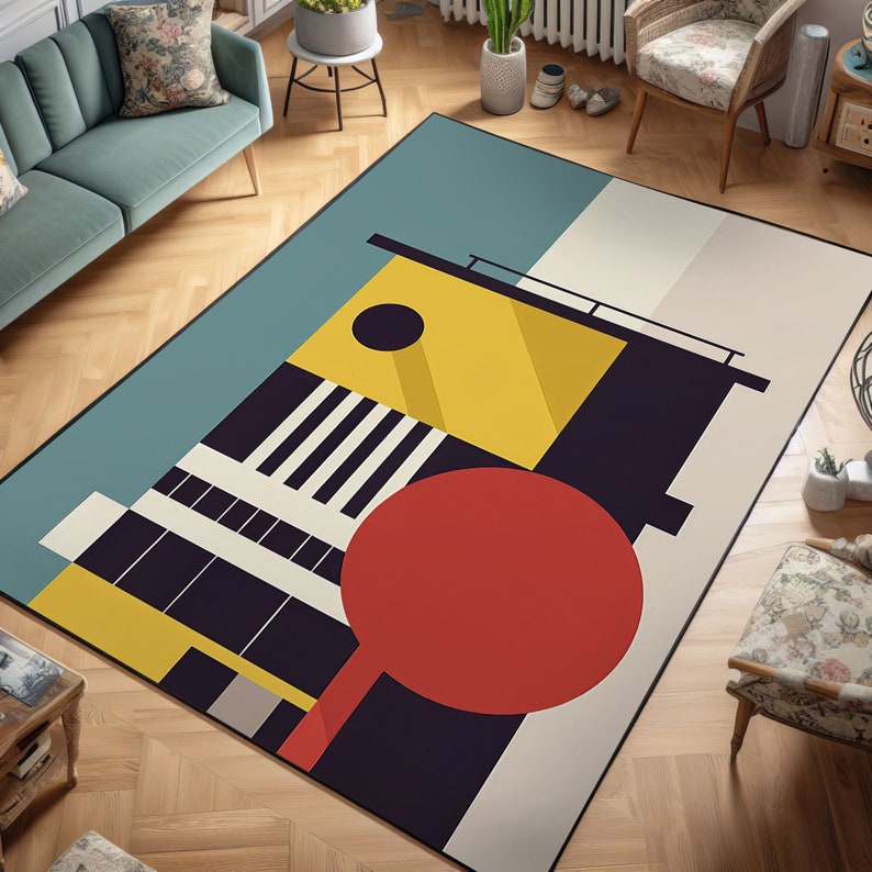Bauhaus, Bauhaus Style Architecture Rug, Bauhaus Rug, Abstract ...