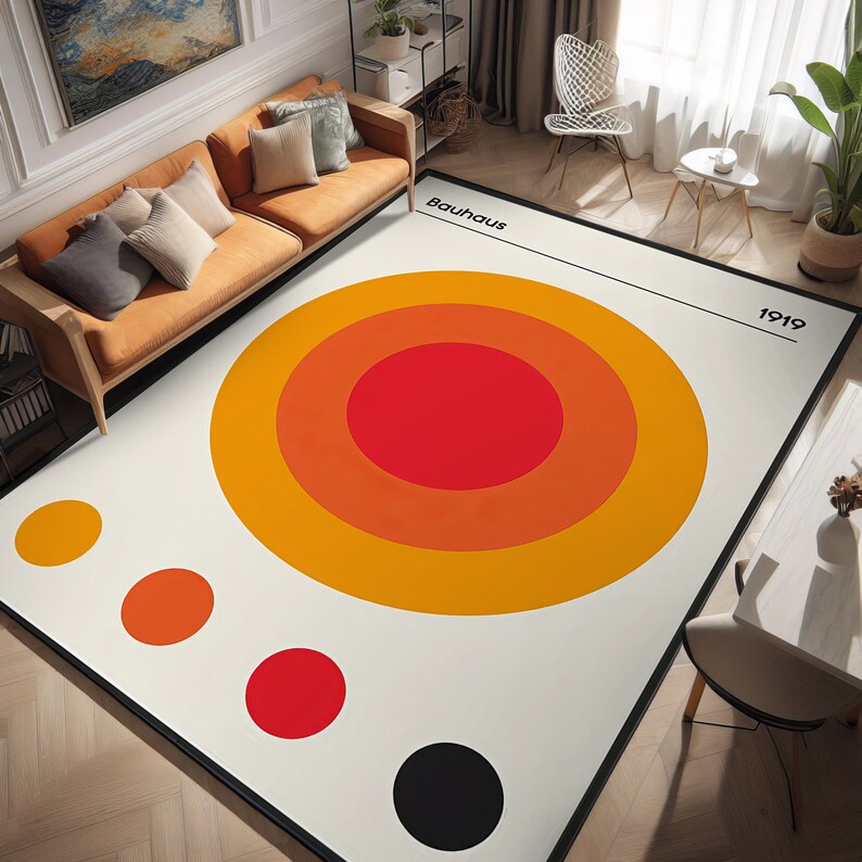 Bauhaus, 1919 Bauhaus Circle Rug, Bauhaus Rug, Abstract Geometric ...