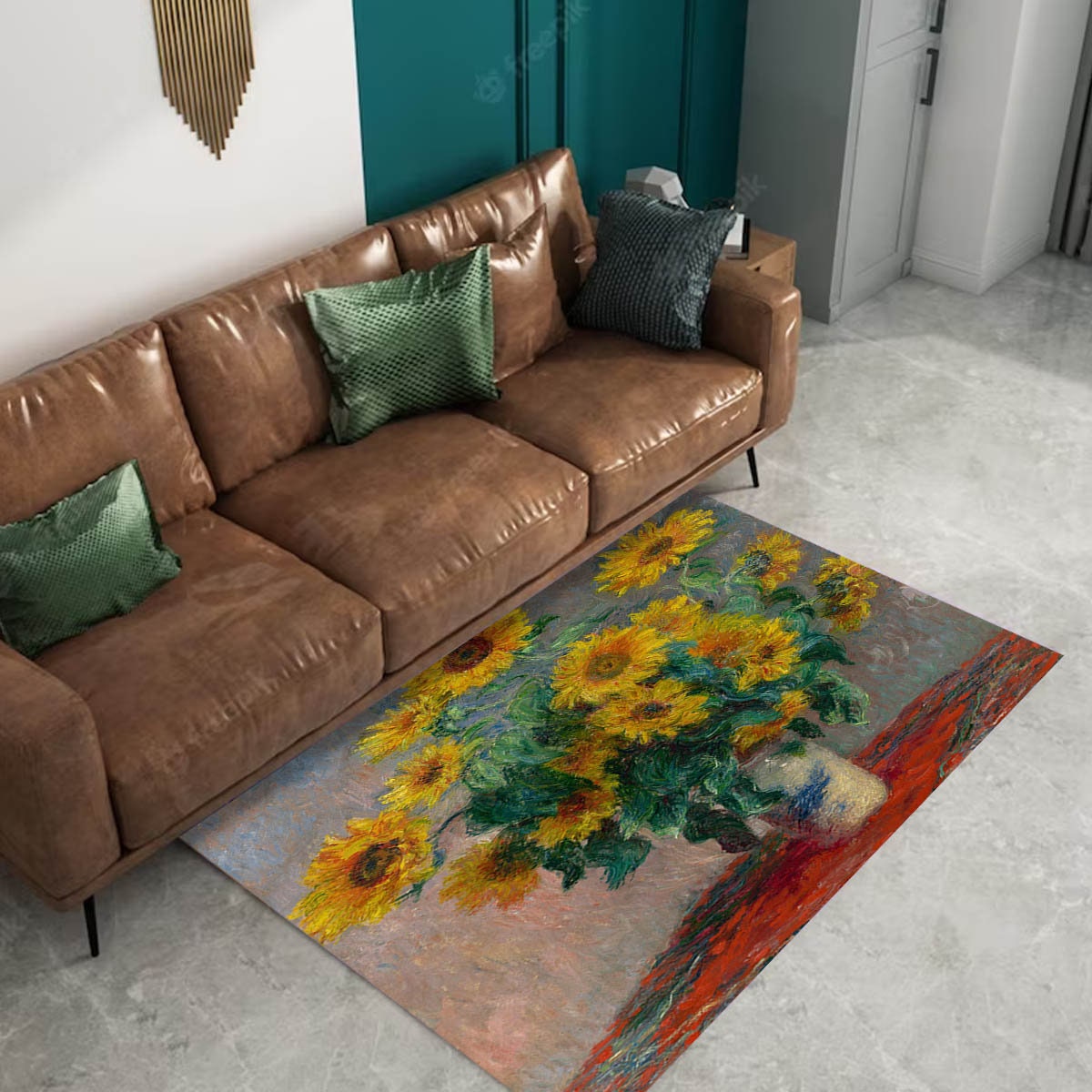 Claude Monet, Claude Monet Rug, Bouquet of Sunflowers Rug, Trendy Rug ...