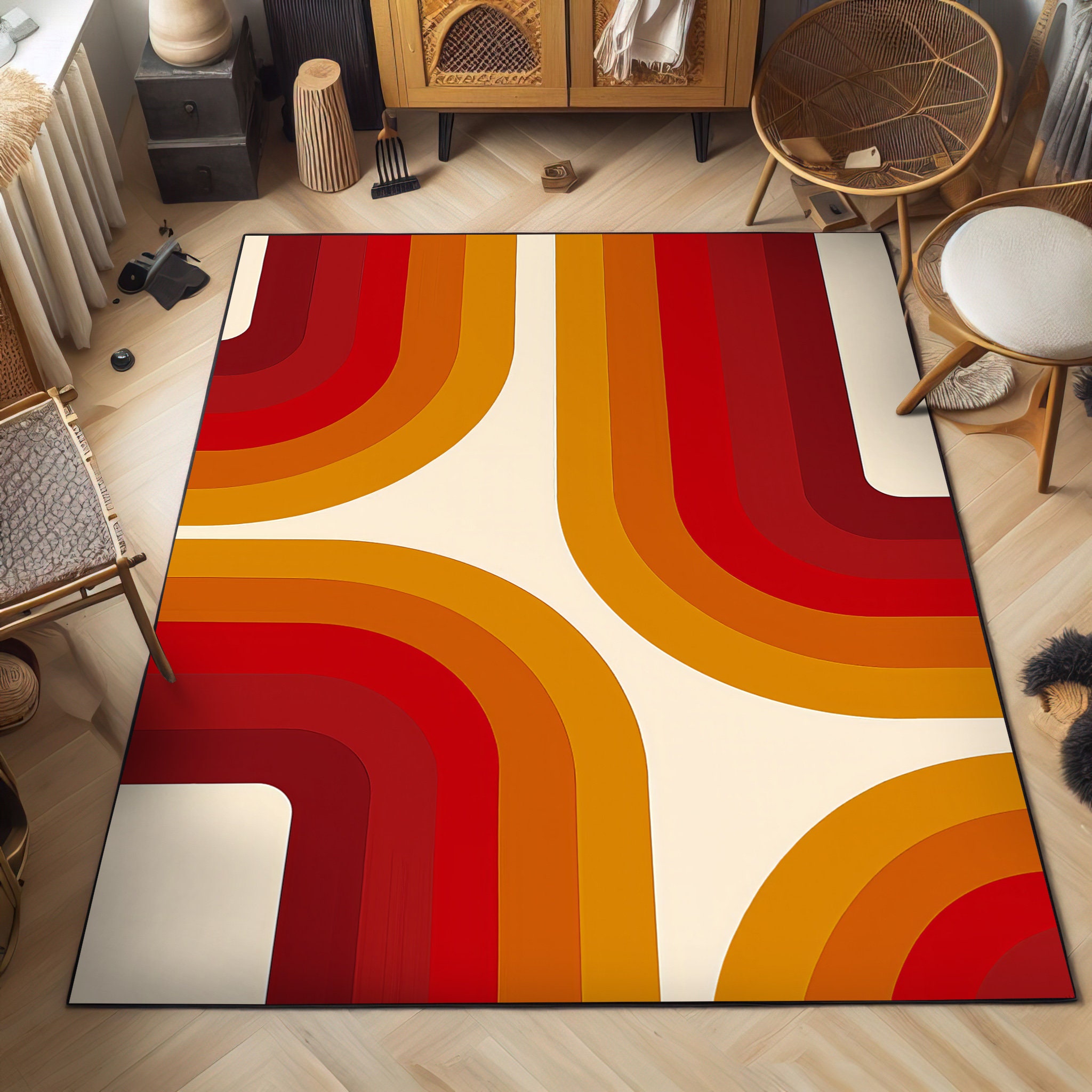 Bauhaus, Bauhaus Retro Bow Rug, Bauhaus Rug, Abstract Geometric Pattern ...