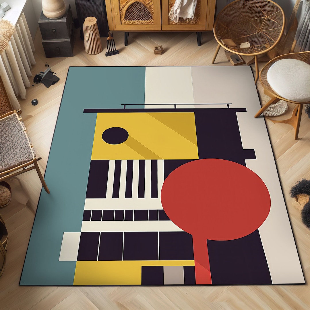 Bauhaus, Bauhaus Style Architecture Rug, Bauhaus Rug, Abstract ...