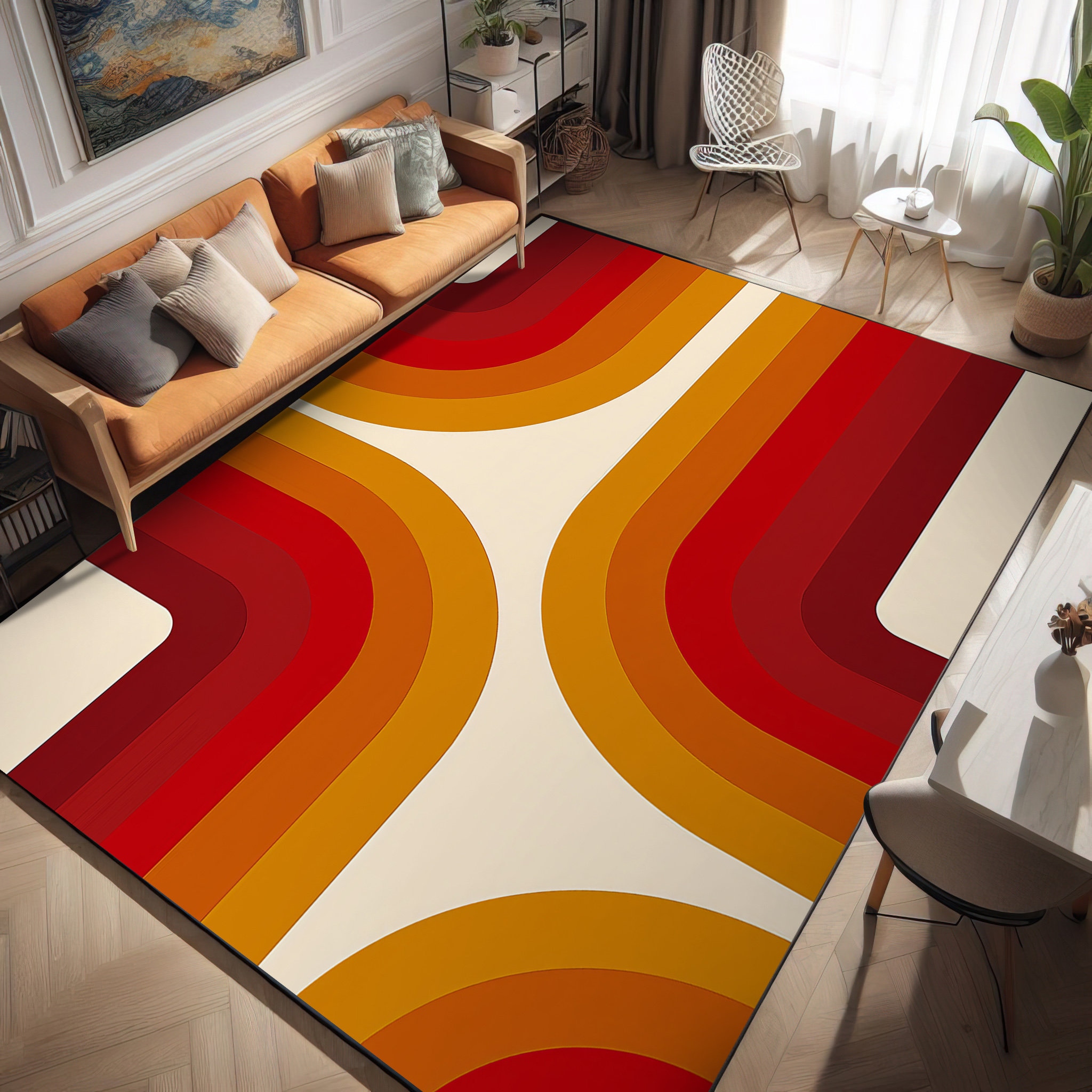 Bauhaus, Bauhaus Retro Bow Rug, Bauhaus Rug, Abstract Geometric Pattern ...