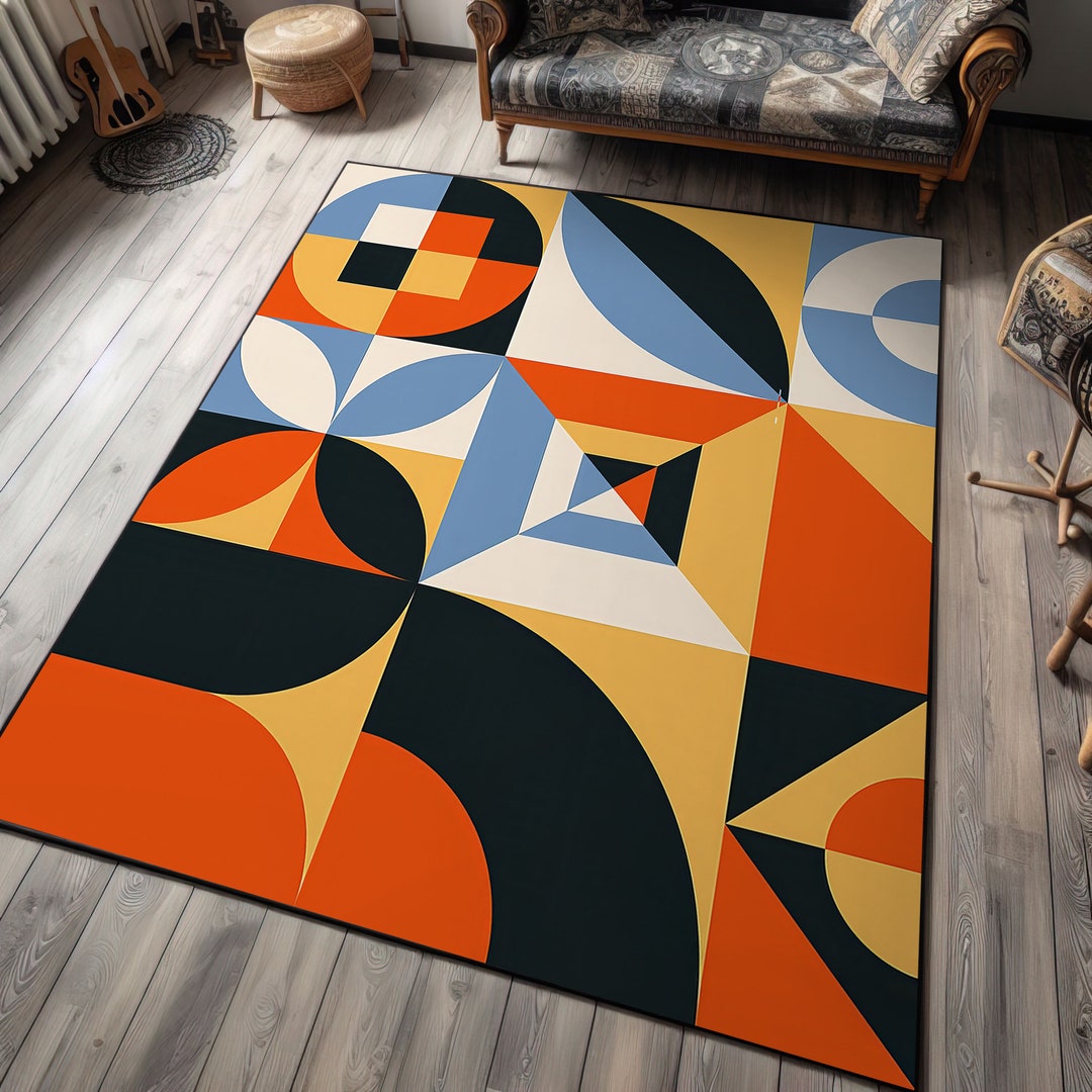 Bauhaus, Bauhaus No. 5 Rug, Bauhaus Rug, Abstract Geometric Pattern Rug ...