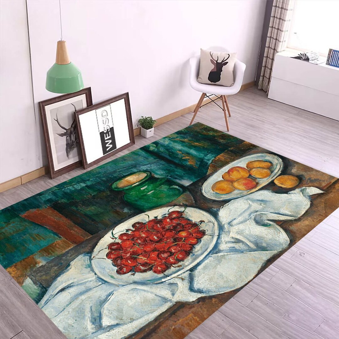 Paul Cezanne, 1887 Paul Cézanne Rug, Still Life With Cherries and ...