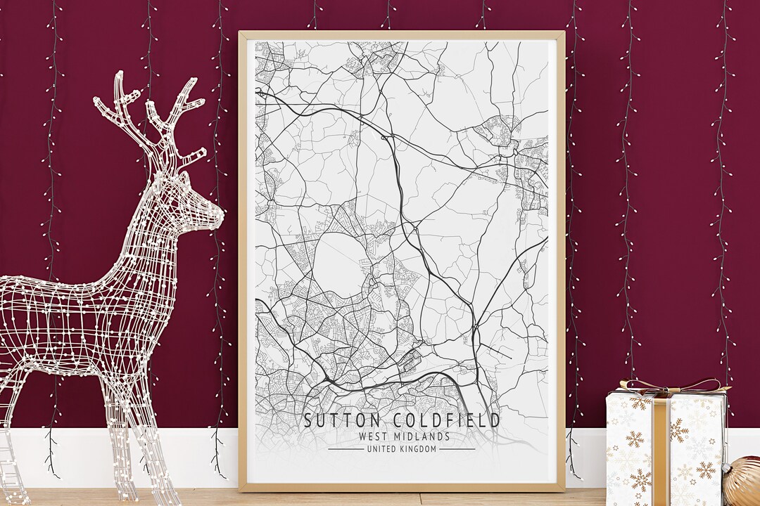 SUTTON COLDFIELD Map Print, High Res Map of Sutton Coldfield, West ...