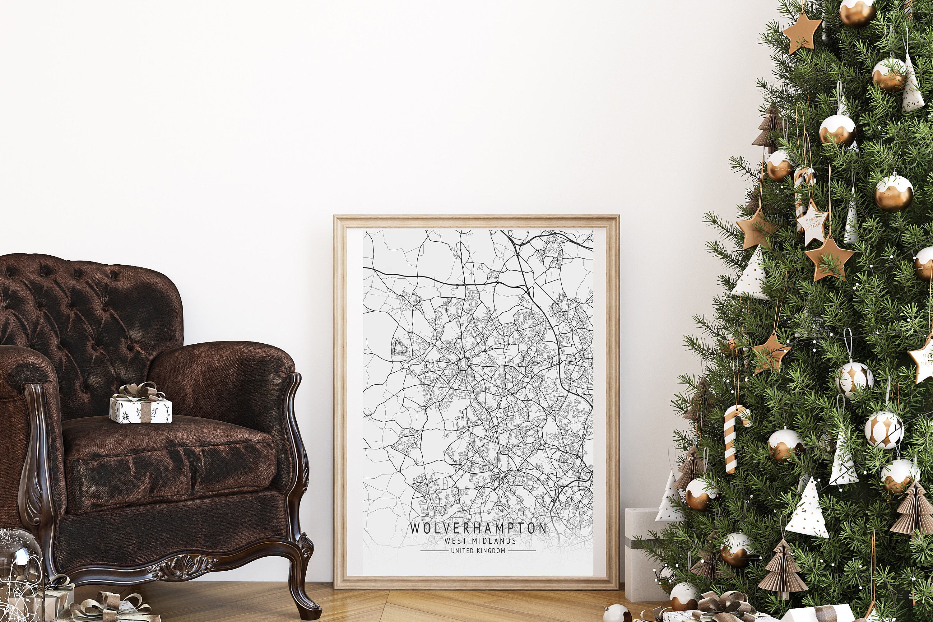 WOLVERHAMPTON Map Print, High Res Map of Wolverhampton, West Midlands ...