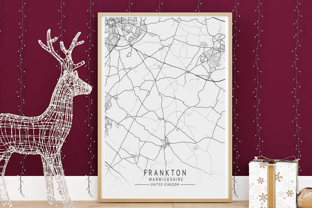 FRANKTON Map Print, High Res Map of Frankton, Warwickshire, Minimalist ...