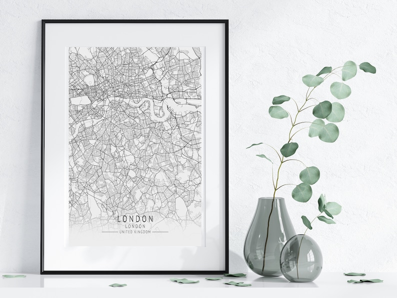 LONDON Map Print, High Res Map of London, London, Minimalist UK City ... LONDON Map Print, High Res Map of London, London, Minimalist UK City ...