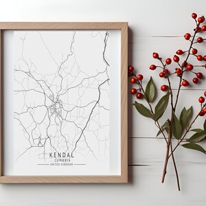 KENDAL Map Print, High Res Map of Kendal, Cumbria, Minimalist UK City ...