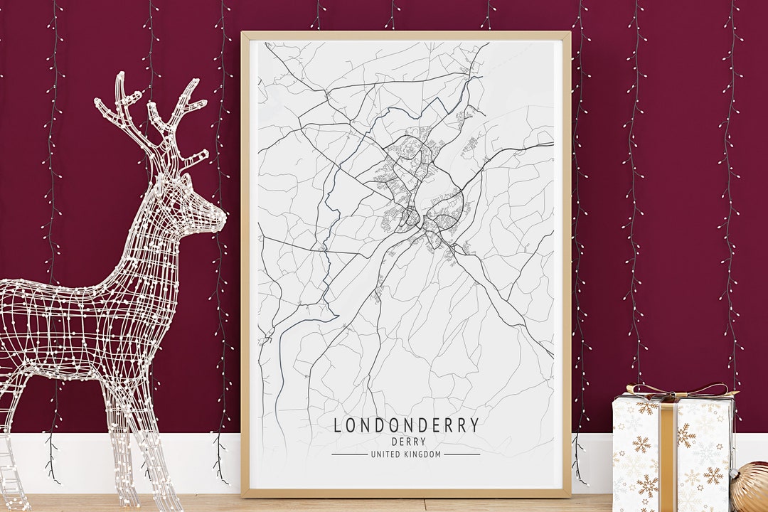 LONDONDERRY Map Print, High Res Map of Londonderry, Derry, Minimalist ...