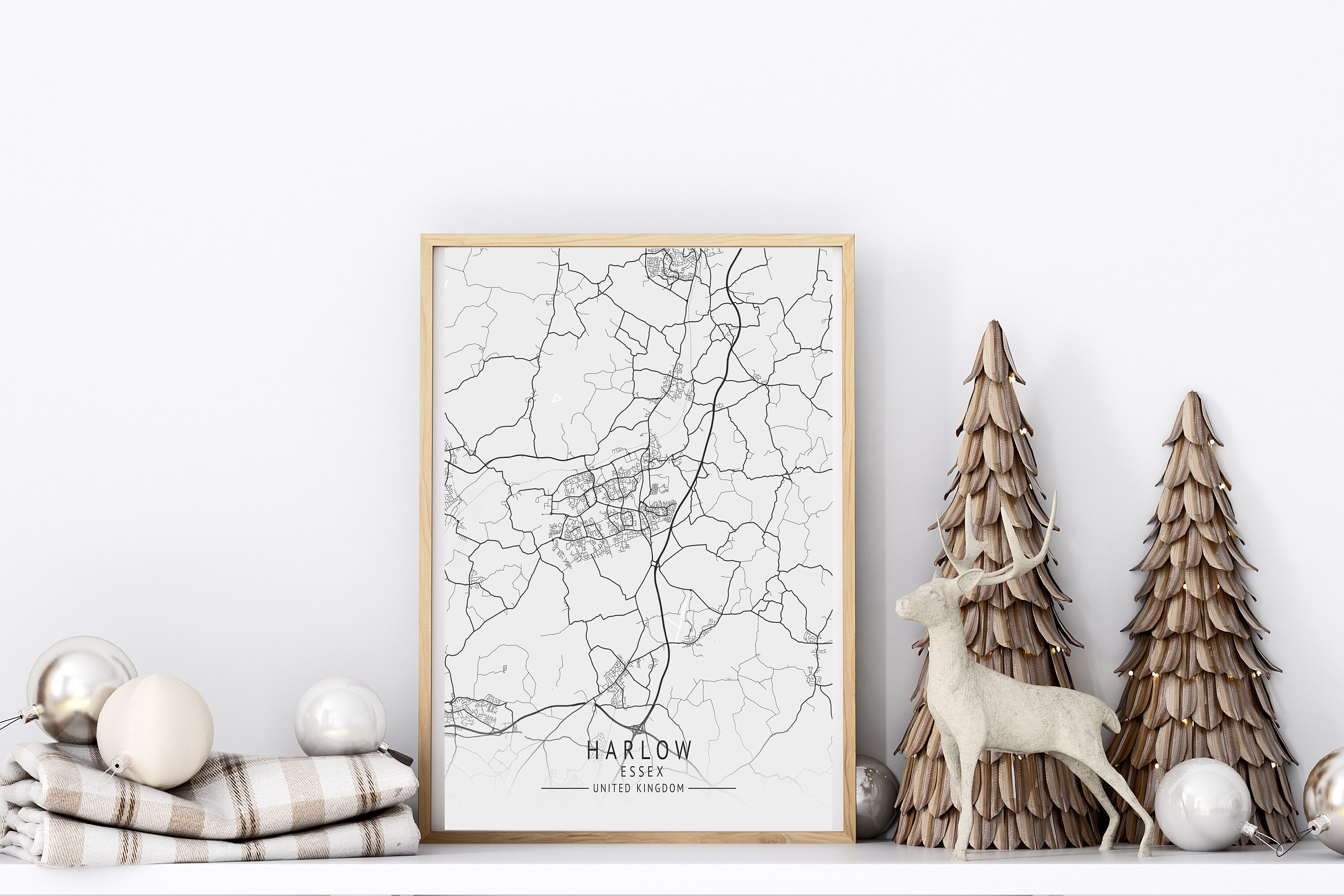 HARLOW Map Print High Res Map of Harlow Essex Minimalist UK - Etsy