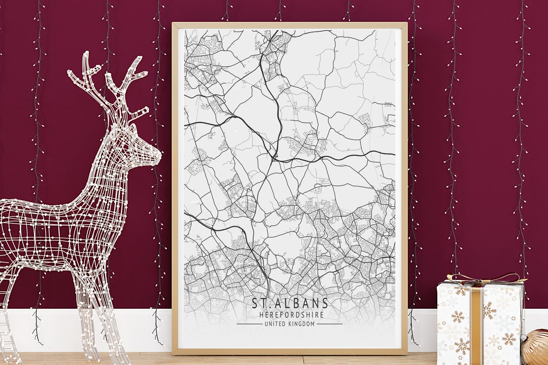 ST. ALBANS Map Print, High Res Map of St. Albans, Hertfordshire ...