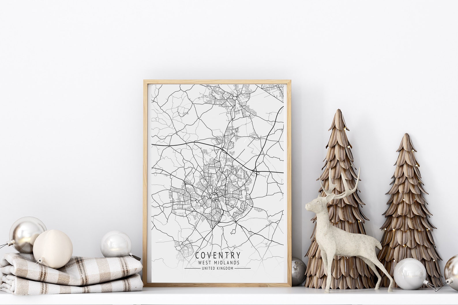 COVENTRY Map Print, High Res Map of Coventry, West Midlands, Minimalist ...