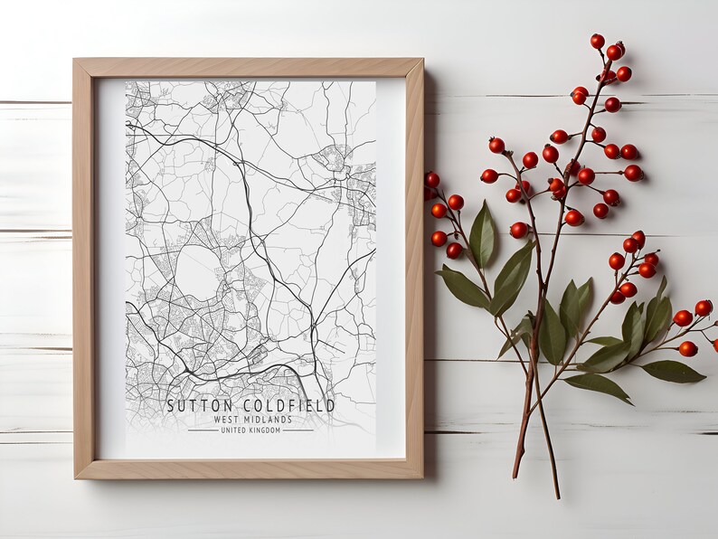 SUTTON COLDFIELD Map Print, High Res Map of Sutton Coldfield, West ...