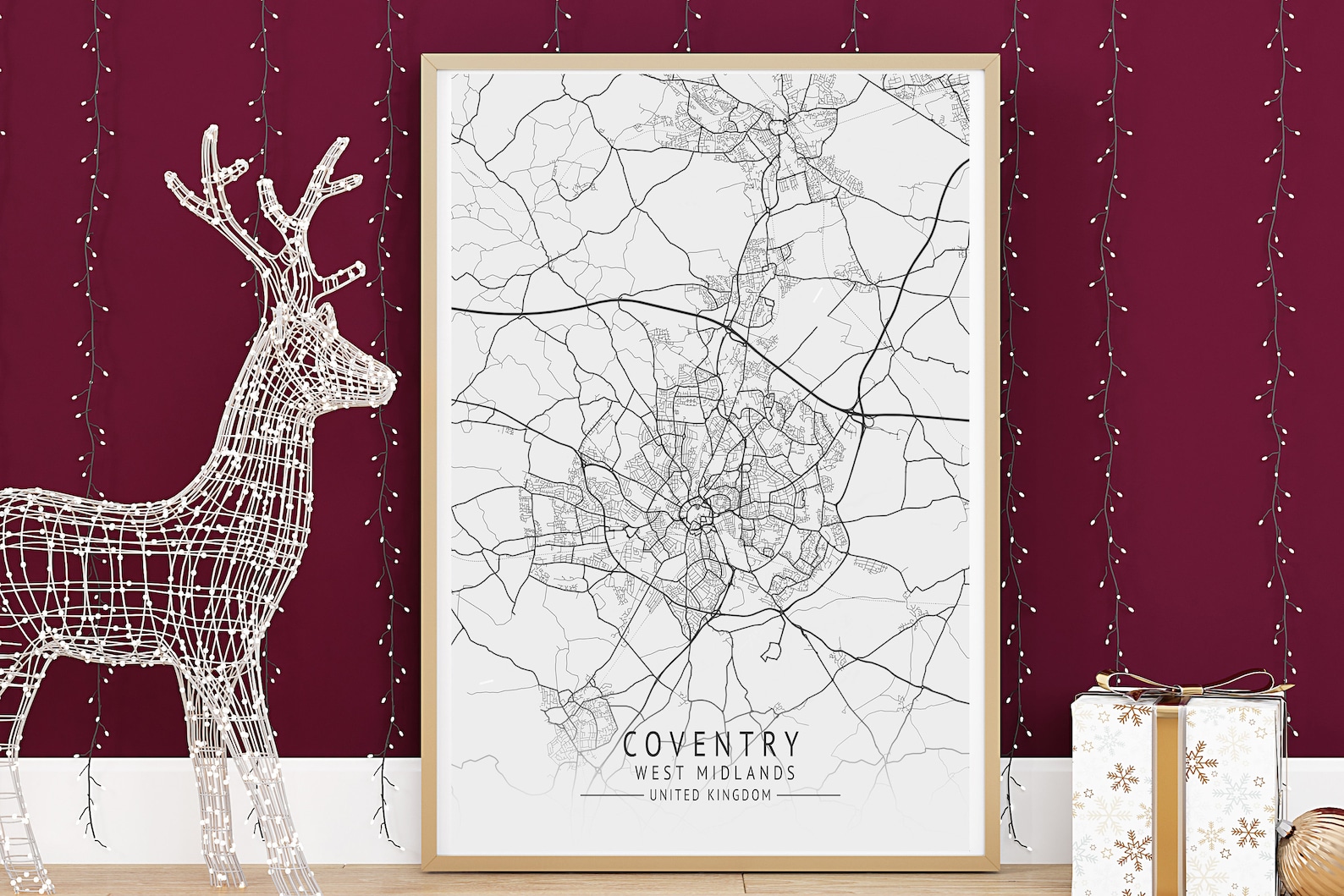 COVENTRY Map Print, High Res Map of Coventry, West Midlands, Minimalist ...