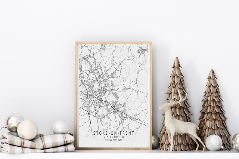 STOKE-ON-TRENT Map Print, High Res Map of Stoke-on-trent, Staffordshire ...