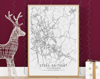 LEICESTER Map Print, High Res Map of Leicester, East Midlands ...
