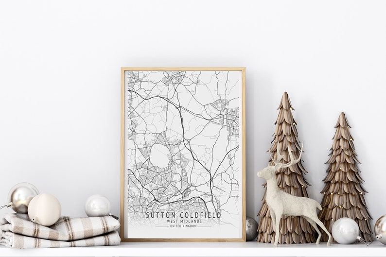 SUTTON COLDFIELD Map Print, High Res Map of Sutton Coldfield, West ...