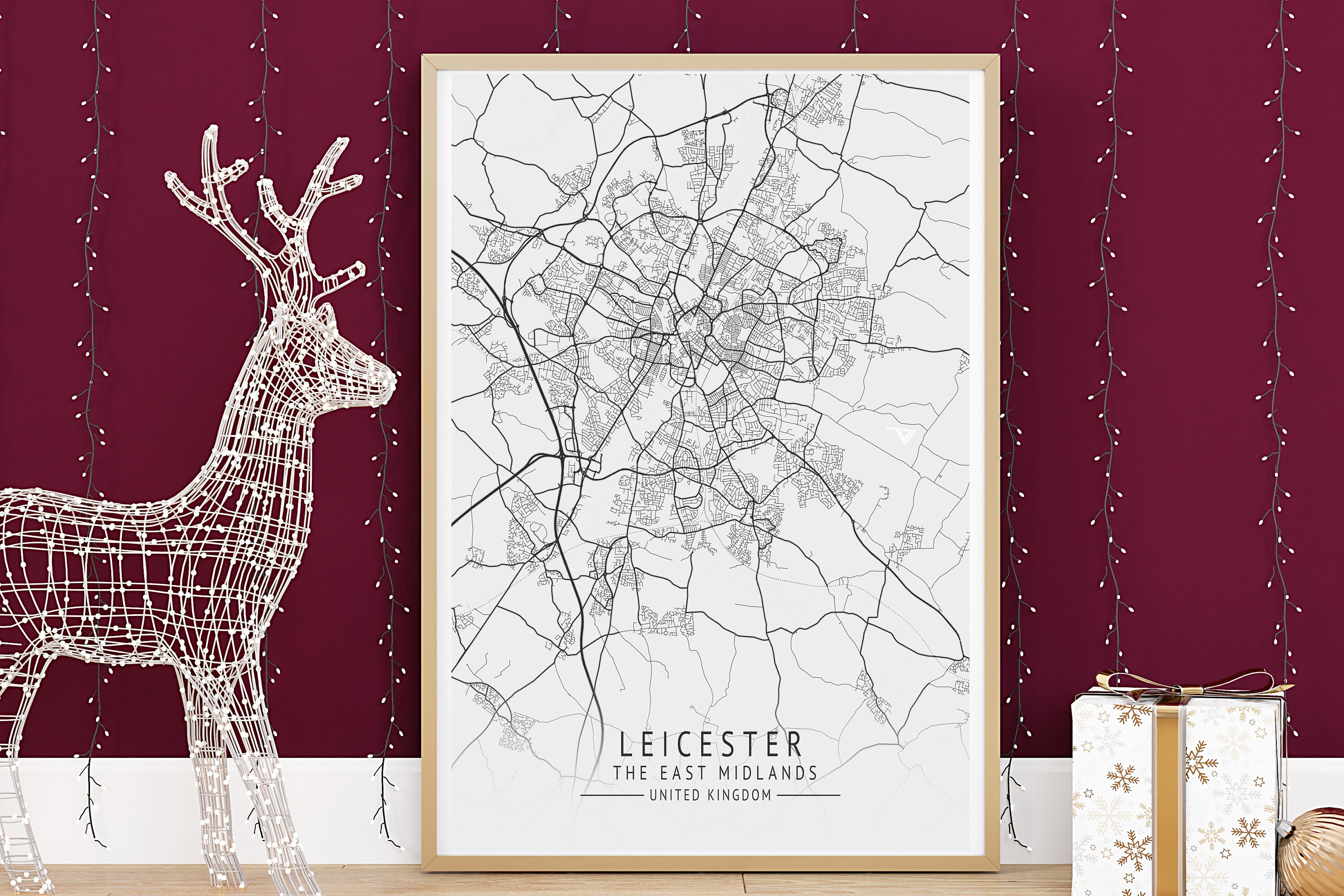 LEICESTER Map Print, High Res Map of Leicester, East Midlands ...