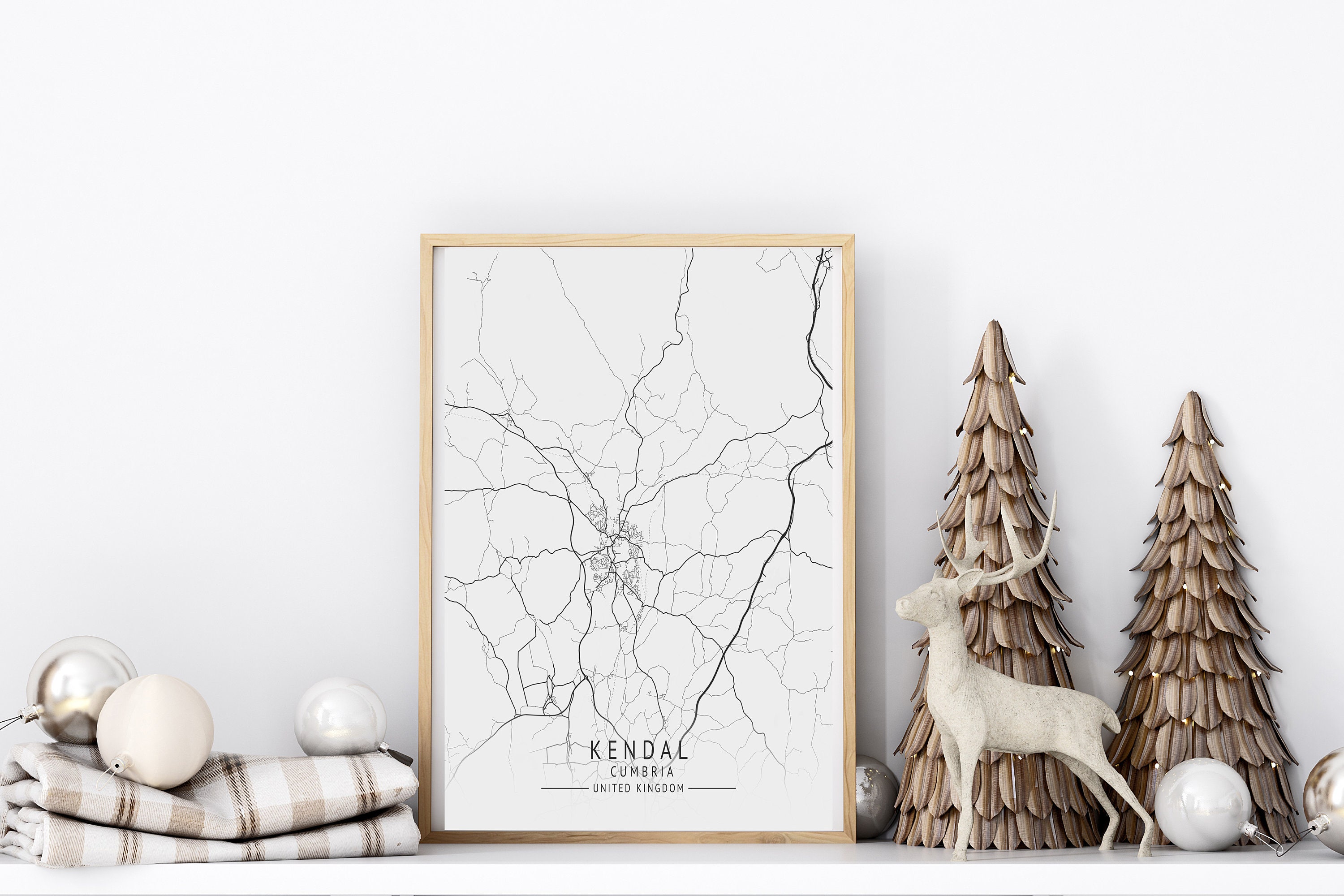 KENDAL Map Print, High Res Map of Kendal, Cumbria, Minimalist UK City ...