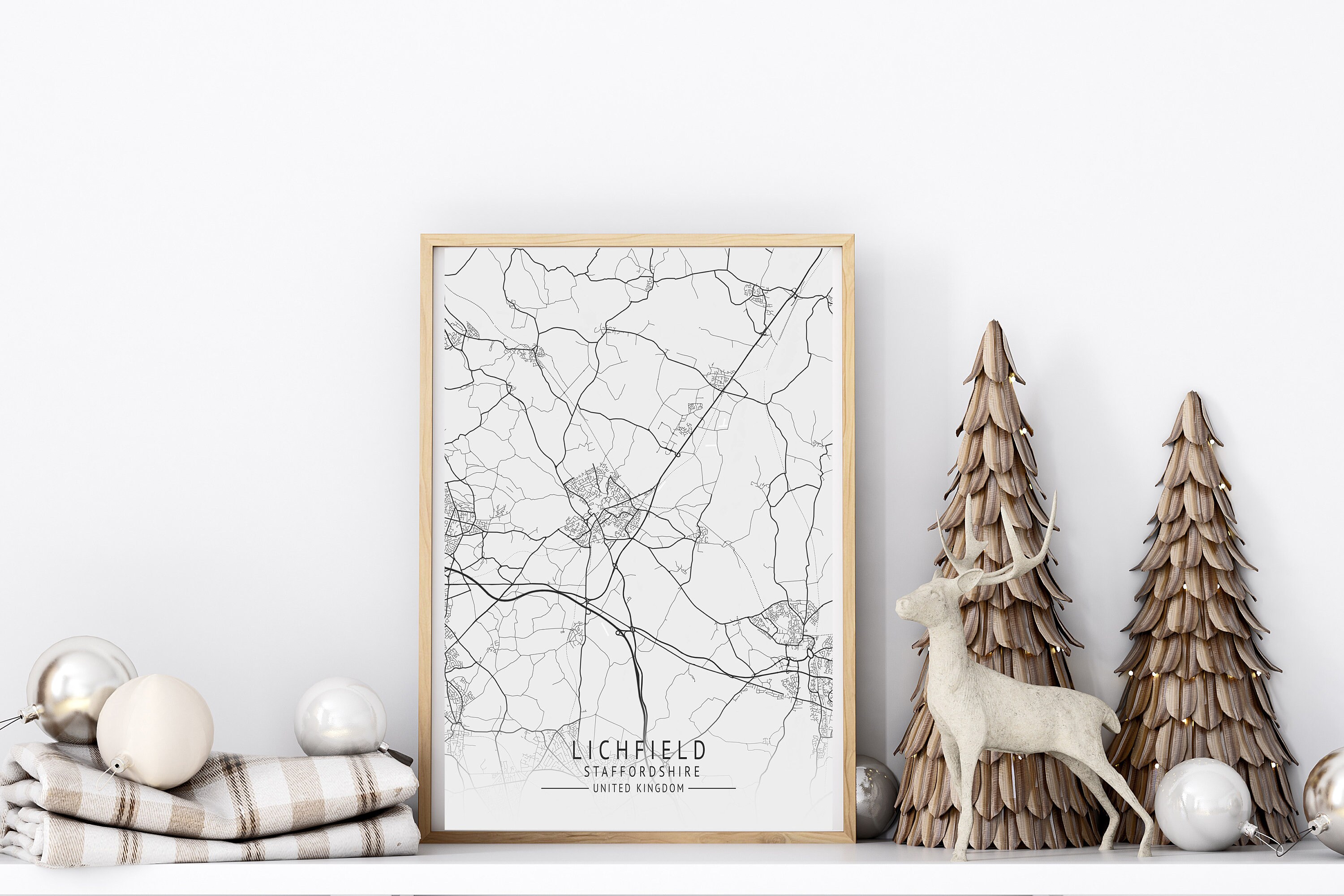 LICHFIELD Map Print High Res Map of Lichfield Staffordshire - Etsy