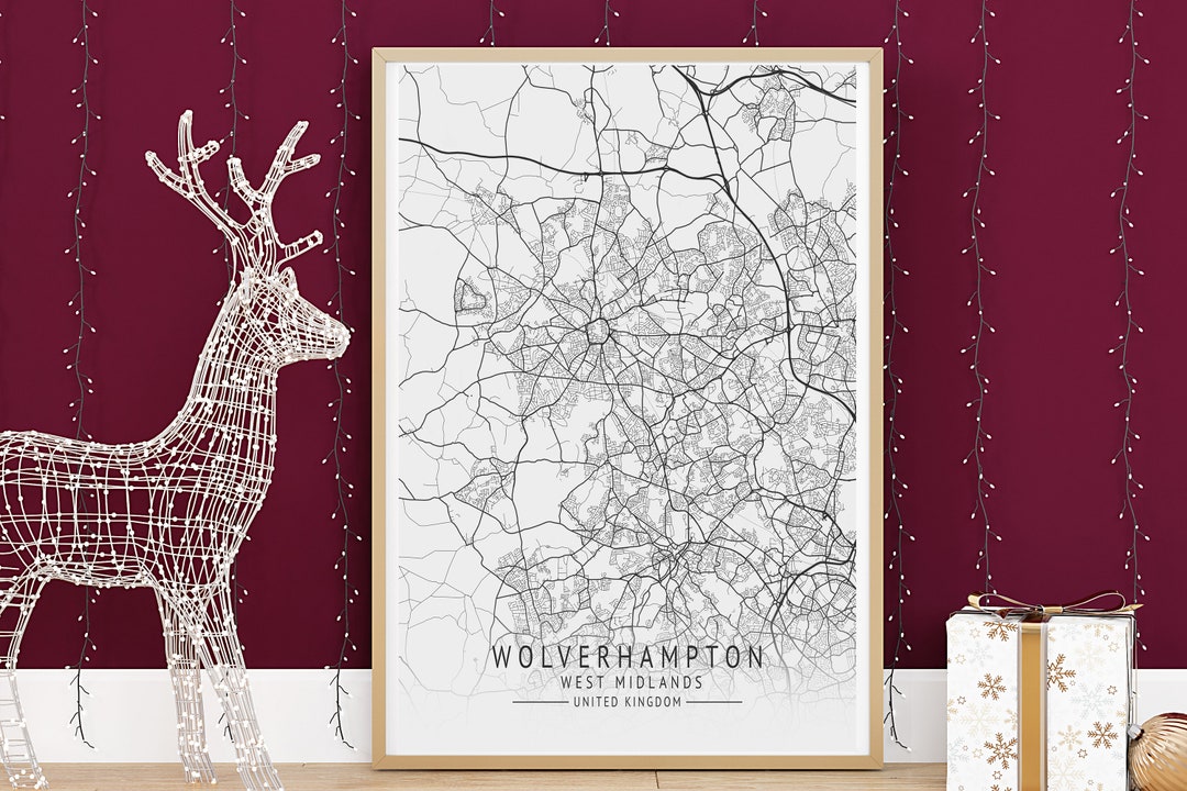 WOLVERHAMPTON Map Print, High Res Map of Wolverhampton, West Midlands ...