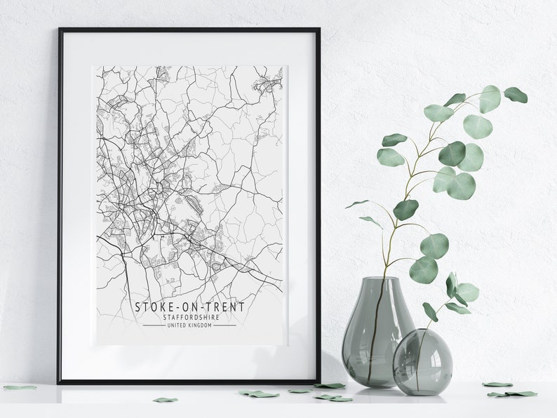 STOKE-ON-TRENT Map Print, High Res Map of Stoke-on-trent, Staffordshire ...