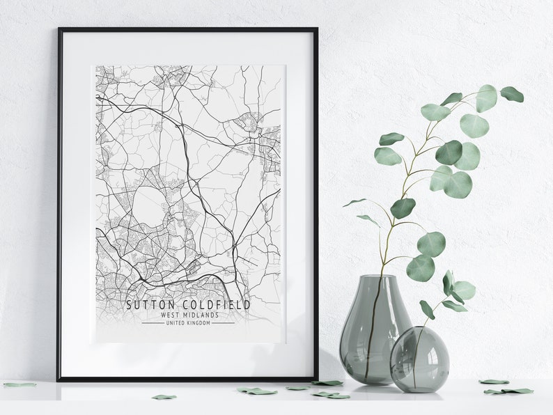 SUTTON COLDFIELD Map Print, High Res Map of Sutton Coldfield, West ...