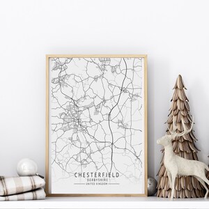 CHESTERFIELD Map Print, High Res Map of Chesterfield, Derbyshire ...