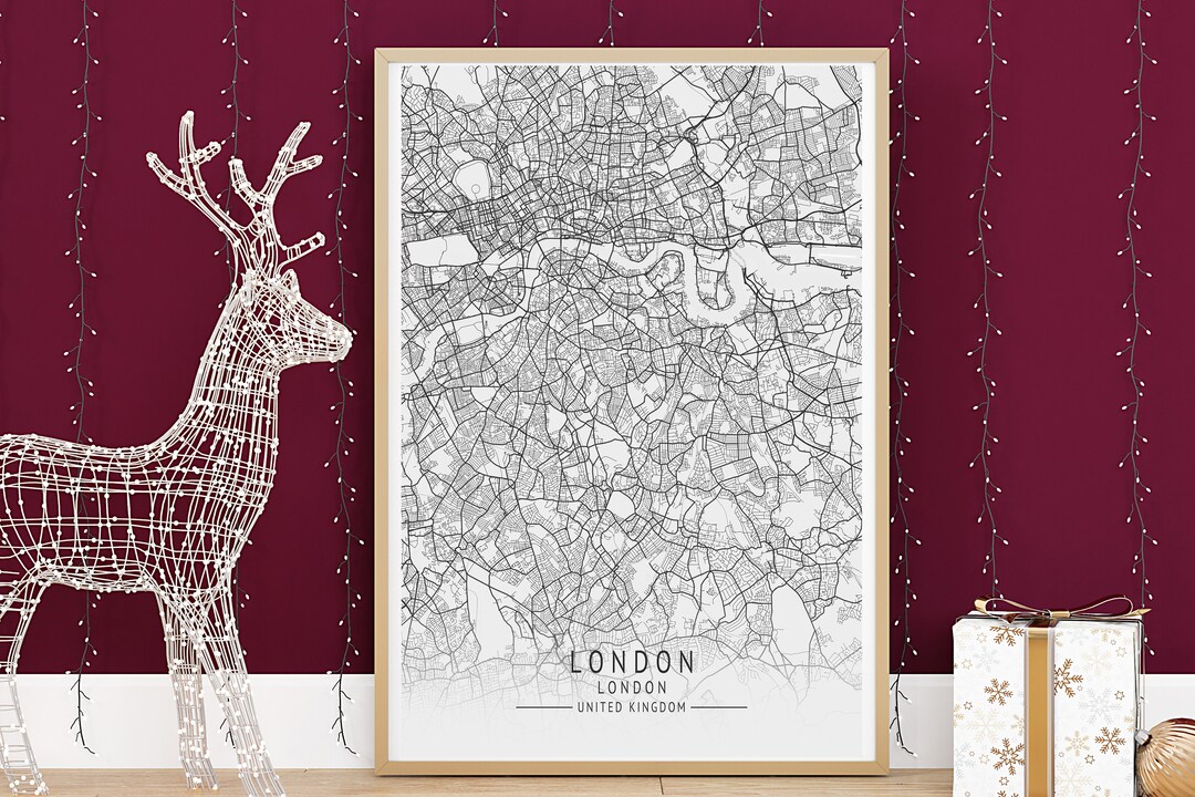 LONDON Map Print, High Res Map of London, London, Minimalist UK City ...