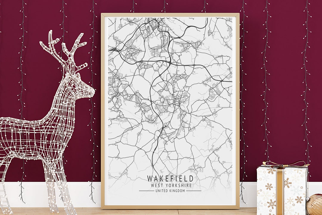 WAKEFIELD Map Print, High Res Map of Wakefield, West Yorkshire ...