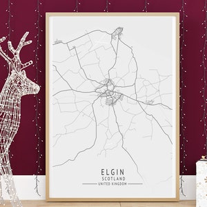 ELGIN Map Print, High Res Map of Elgin, Scotland, Minimalist UK City ...