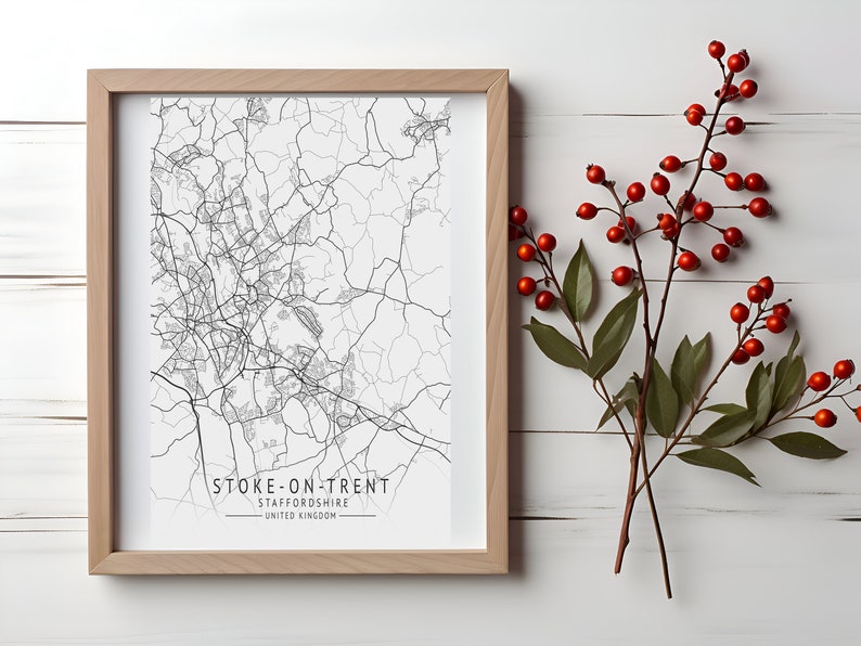 STOKE-ON-TRENT Map Print, High Res Map of Stoke-on-trent, Staffordshire ...