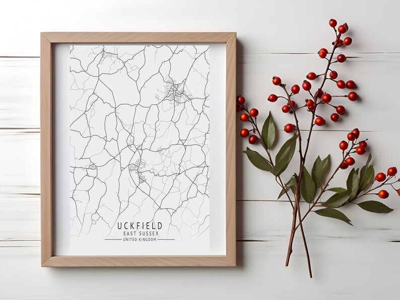 UCKFIELD Map Print, High Res Map of Uckfield, East Sussex, Minimalist ...