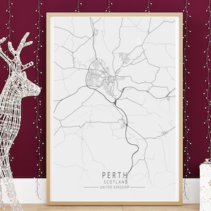 PERTH Map Print, High Res Map of Perth, Scotland, Minimalist UK City ...