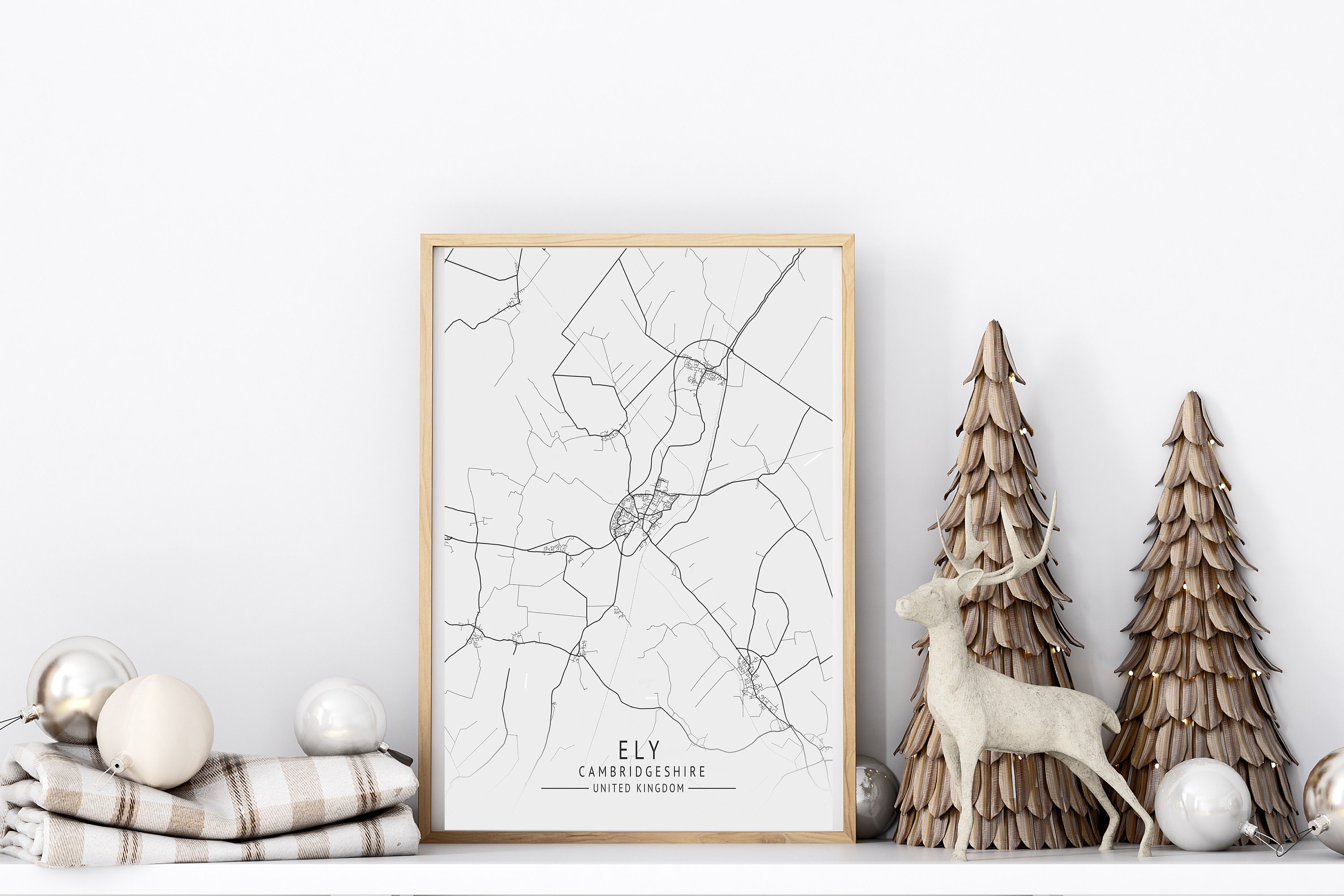 ELY Map Print, High Res Map of Ely, Cambridgeshire, Minimalist UK City ...