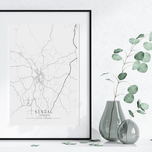 KENDAL Map Print, High Res Map of Kendal, Cumbria, Minimalist UK City ...