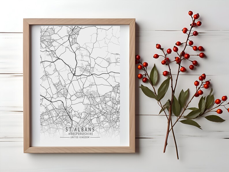 ST. ALBANS Map Print, High Res Map of St. Albans, Hertfordshire ...