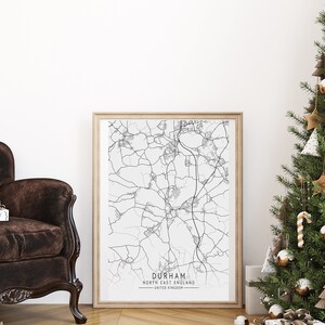 DURHAM Map Print, High Res Map of Durham, North East England ...