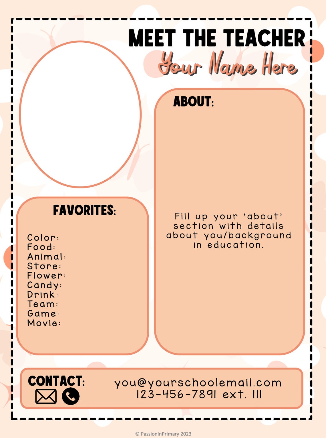 DIGITAL FILE | Editable Meet the Teacher Template | Back to School ...