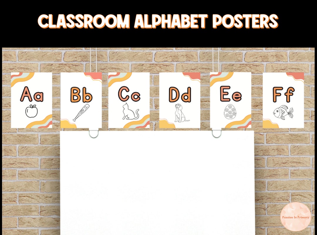 DIGITAL FILE | Classroom Alphabet | Groovy Classroom Decor | Back to ...