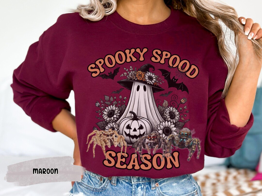 Spooky Cute Ghost Jumping Spider Sweatshirt Halloween Spood Vibes ...