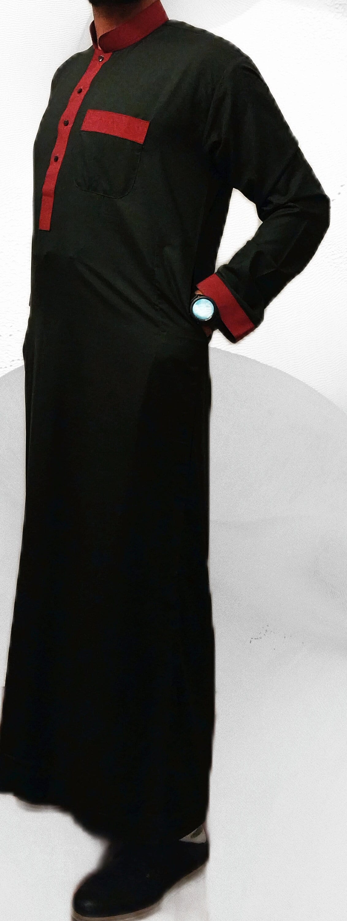 Black Thobe for Men & Red Pattern Plus Sizes L-3XL Thobe - Etsy